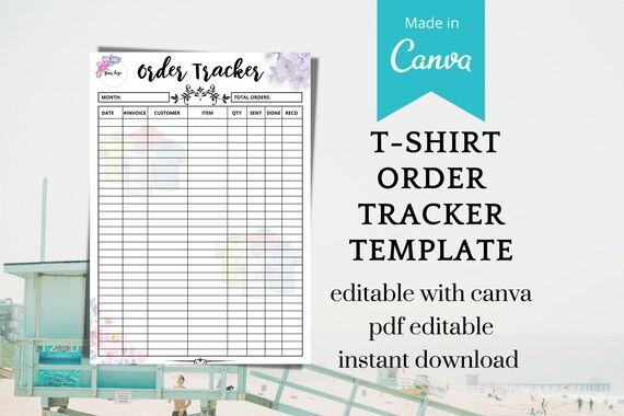 Editable and Printable Tshirt Business Order Tracker TSHIRT ORDER FORM ...