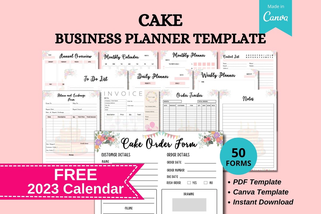 Cake Business Planner Template Order Form Invoice Tracker - Etsy