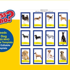 BREEDS OF DOG Guess Who Template Printable Breeds of Dog | Etsy
