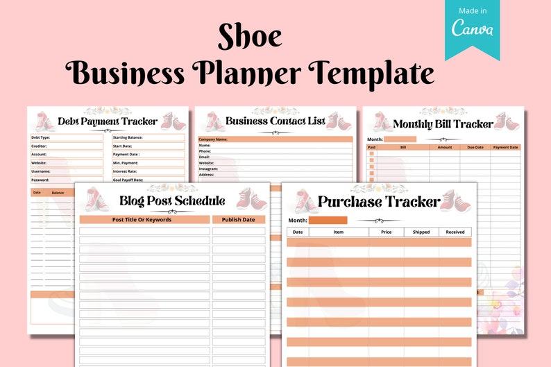 Shoe Business Planner Template Order Form Invoice Tracker - Etsy
