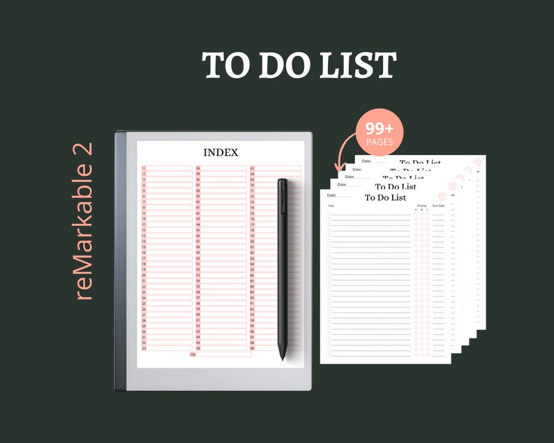 Remarkable 2 To Do List Template Instant Download Etsy Sweden