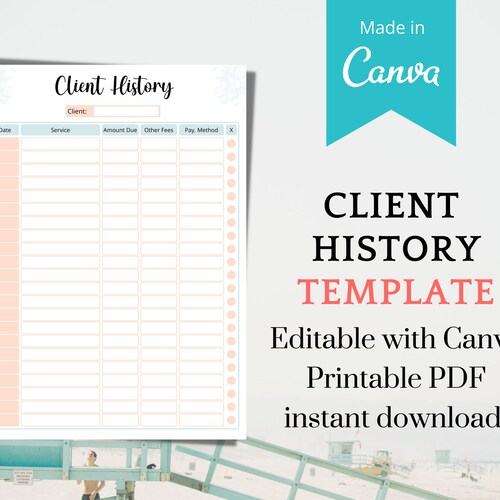 Printable Client Payment Log Sheet Client History Business - Etsy