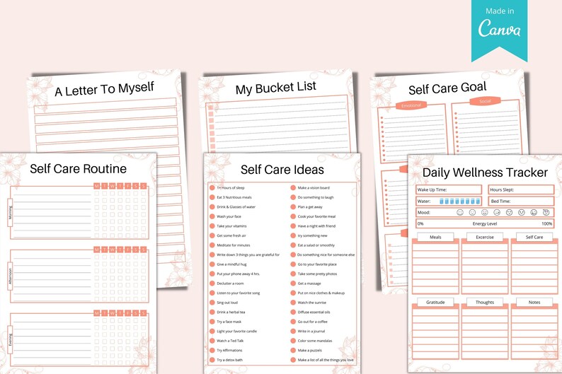 Self Care Journal Template Wellness Journal Gratitude - Etsy