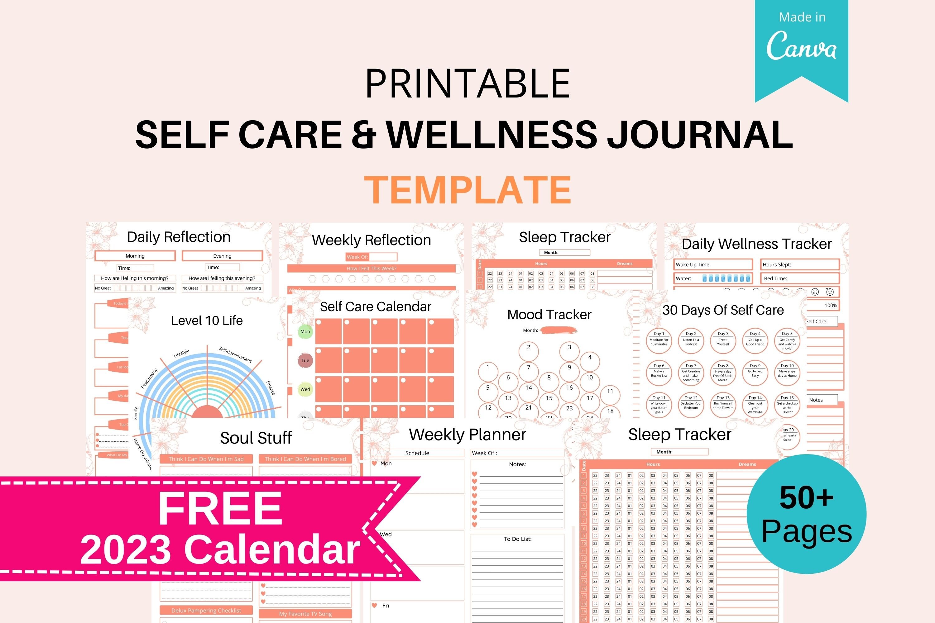 Self Care Journal Template Wellness Journal Gratitude - Etsy