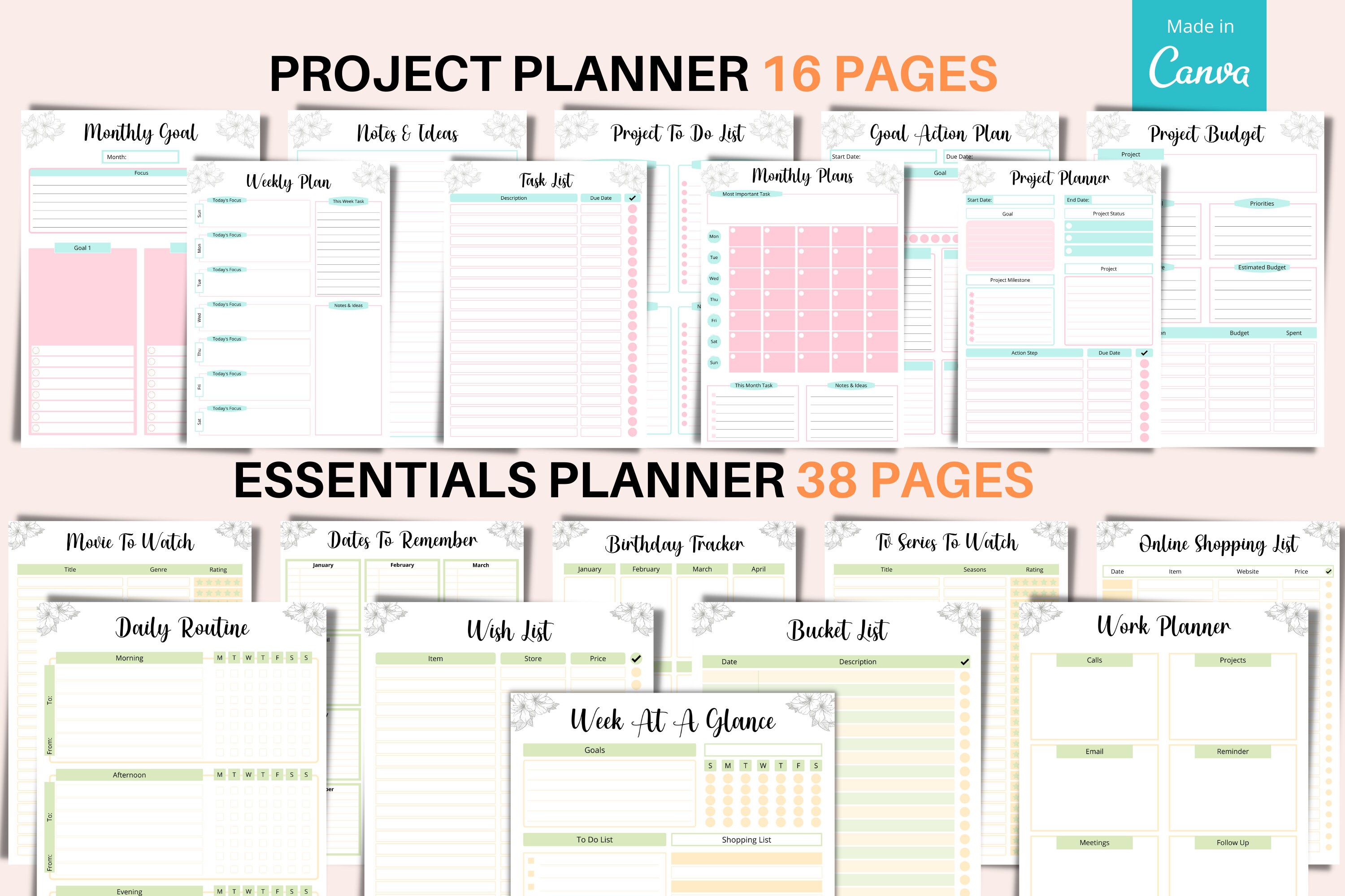 ADHD Planner Template Bundle ADHD Journal Pdf Template Etsy