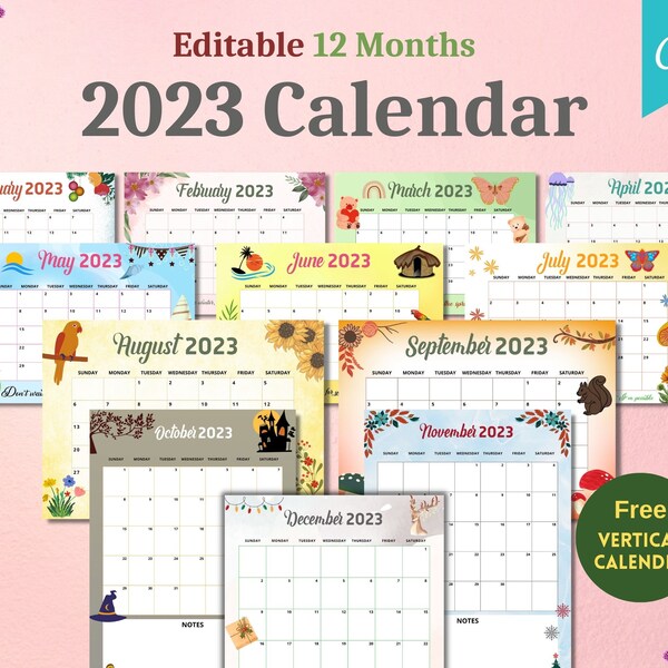 12 Month Calendar - Etsy