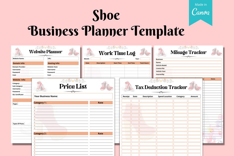 Shoe Business Planner Template Order Form Invoice Tracker - Etsy