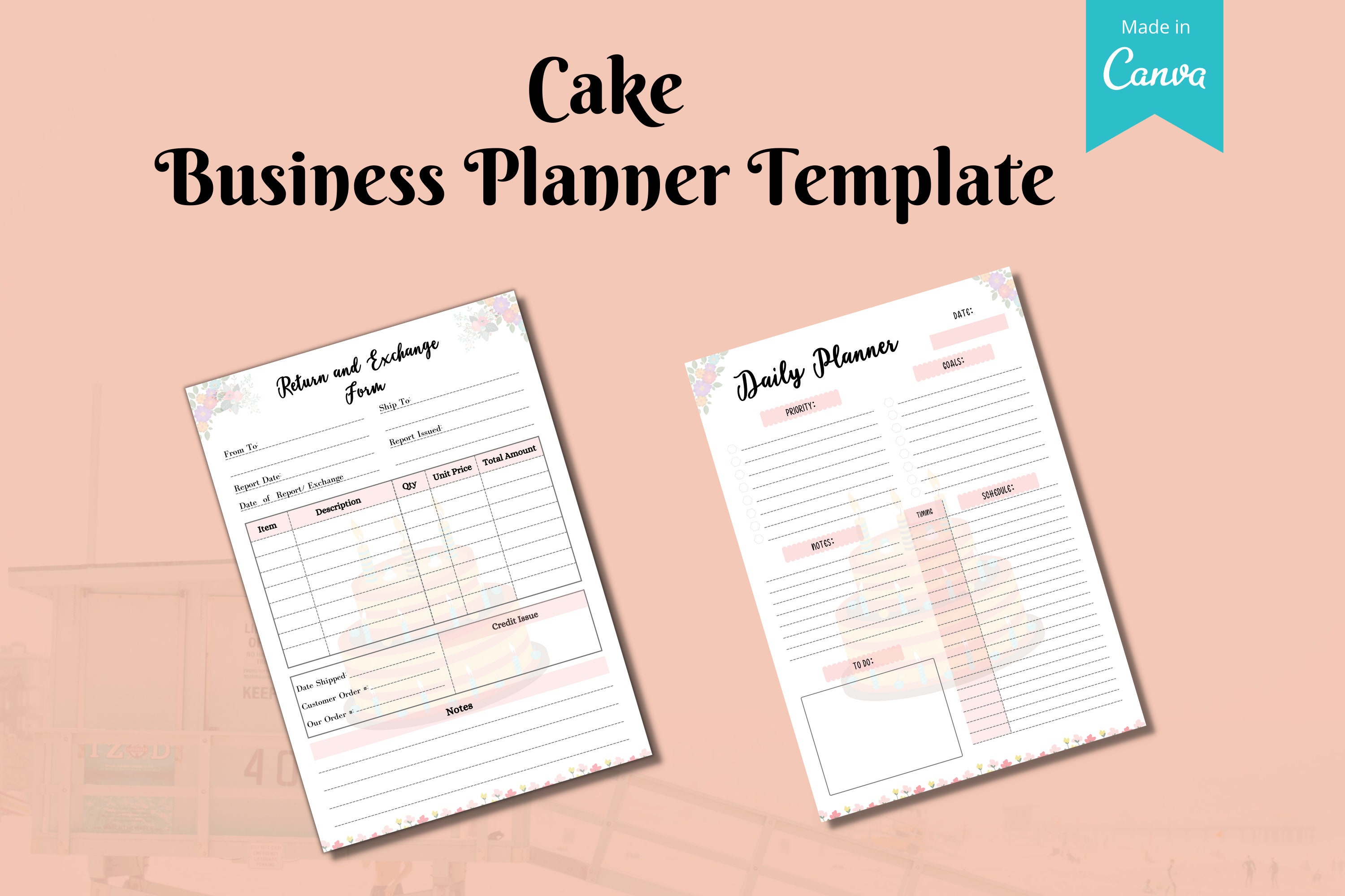 Cake Business Planner Template Order Form Invoice Tracker - Etsy