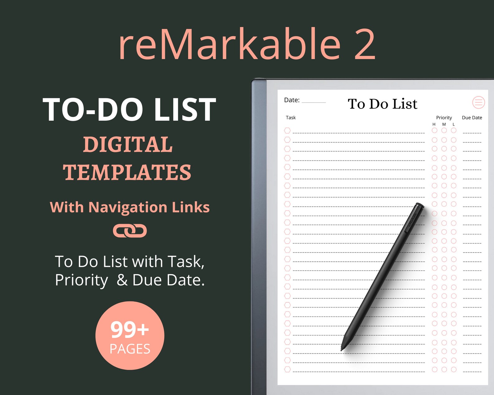 Remarkable 2 To Do List Template Instant Download Etsy Sweden
