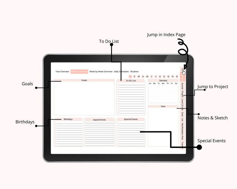 Digital Manifestation Journal Planner Undated Planner - Etsy