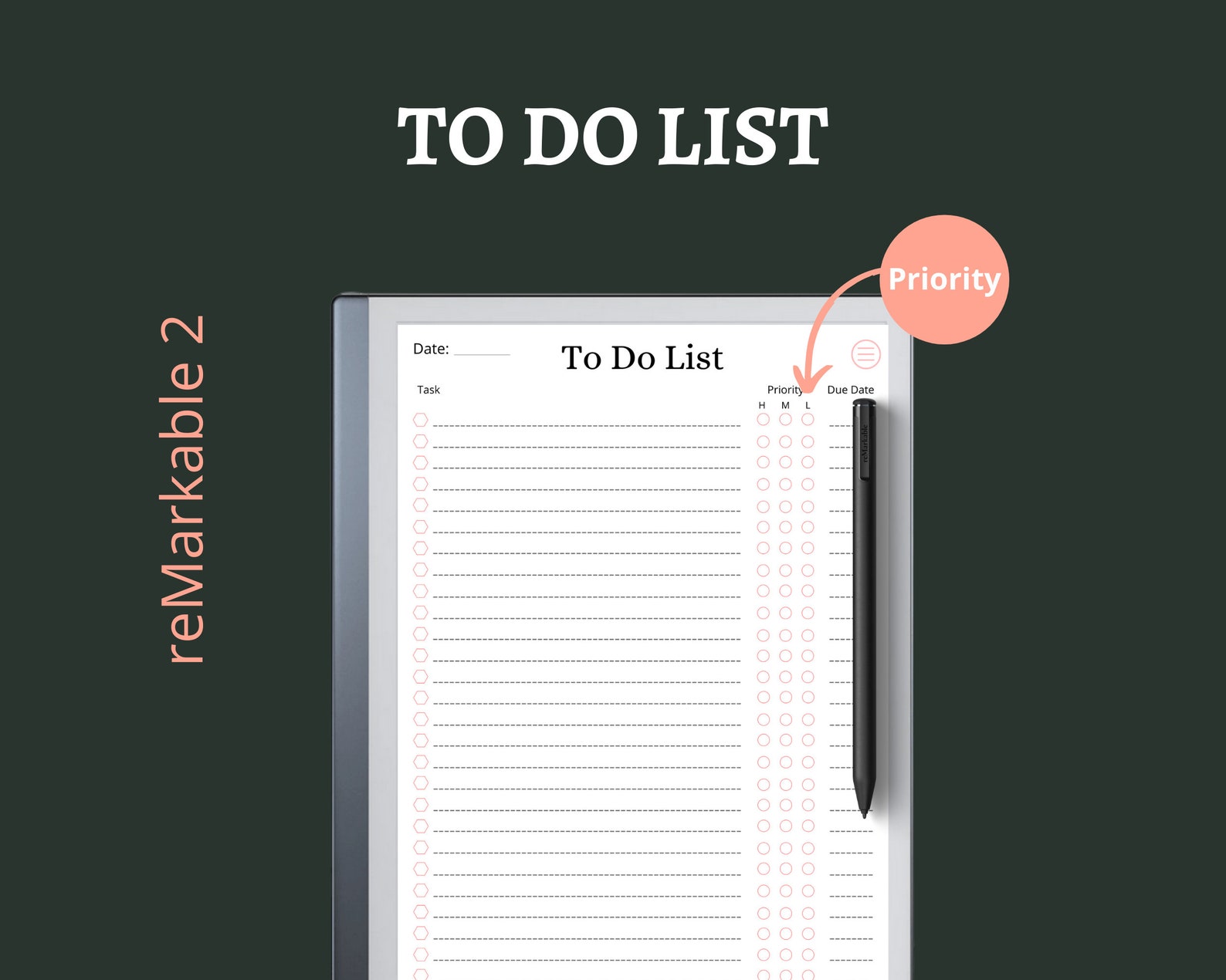 Remarkable 2 To Do List Template Instant Download Etsy Sweden