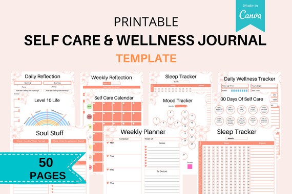Self Care Journal Template Wellness Journal Gratitude - Etsy