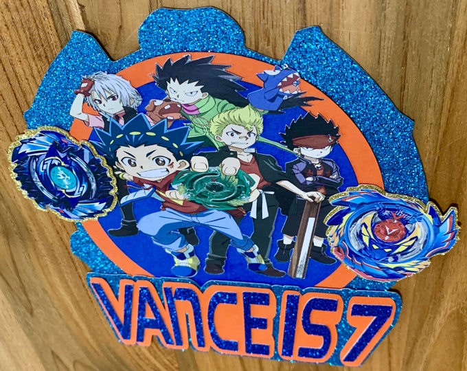 Beyblade Themed Personalised Birthday Cake Topper - Colour Options ...