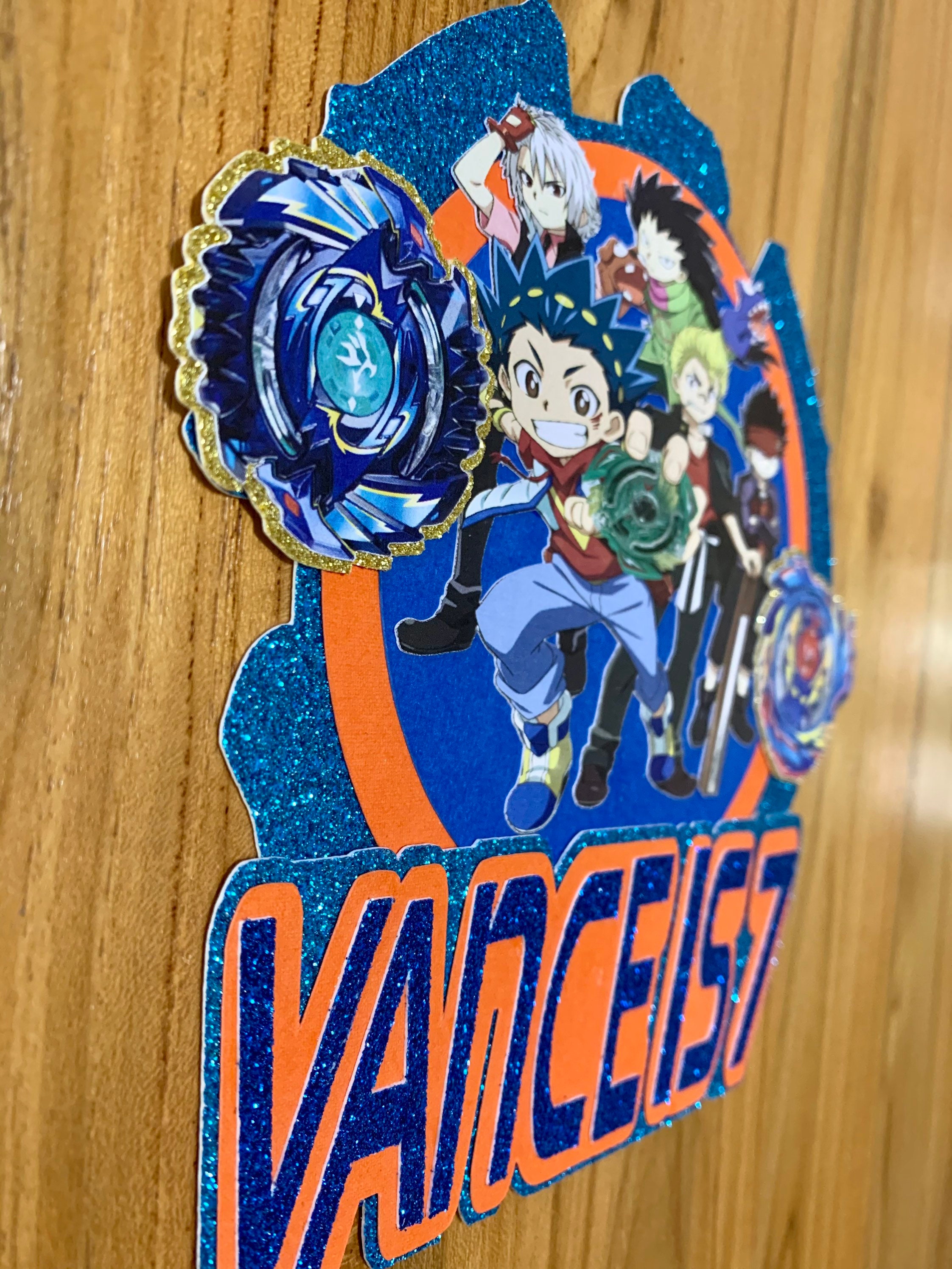 Beyblade themed personalised birthday cake topper colour | Etsy