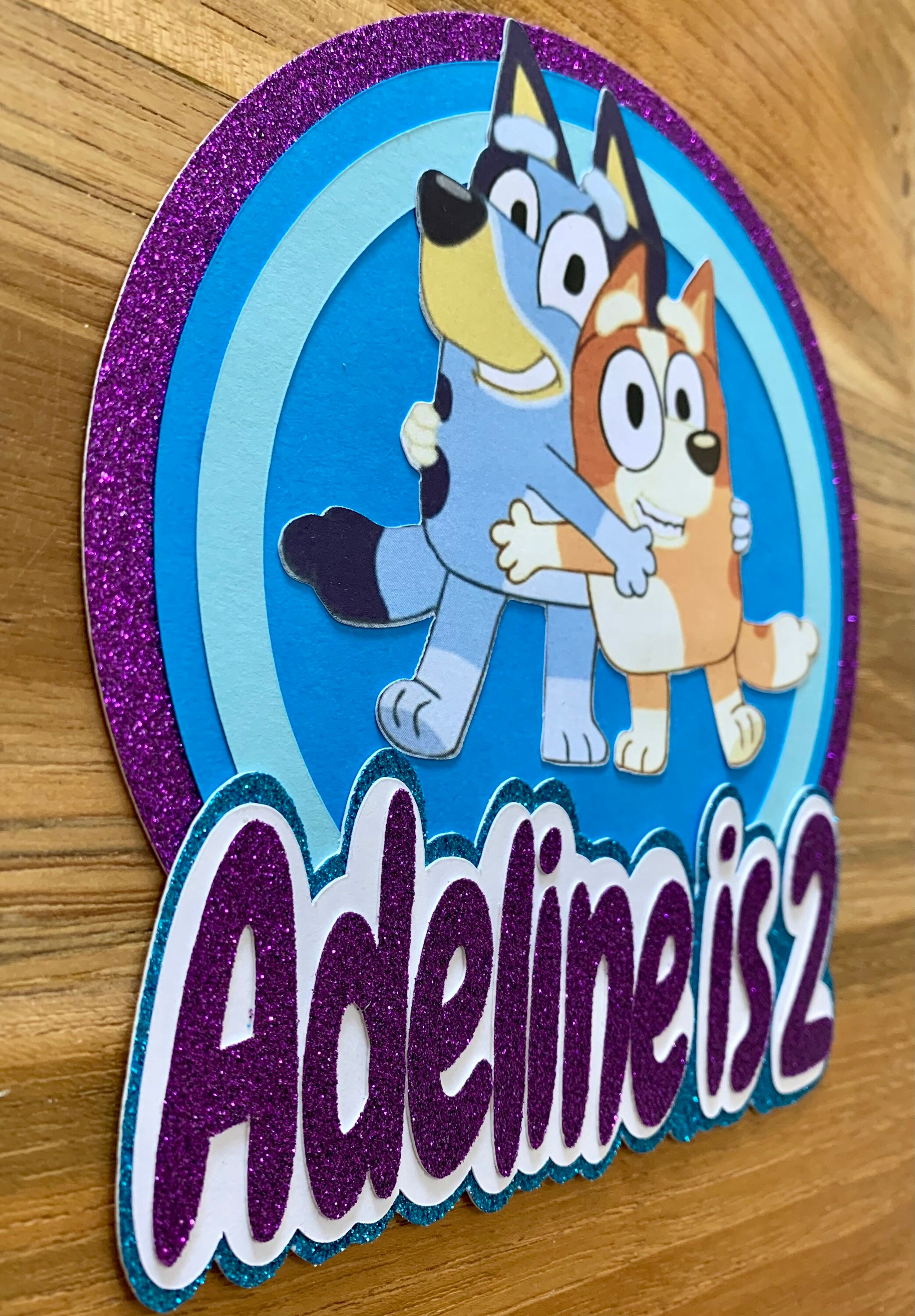 Bluey And Bingo Themed Birthday Cake Topper Personalised Etsy