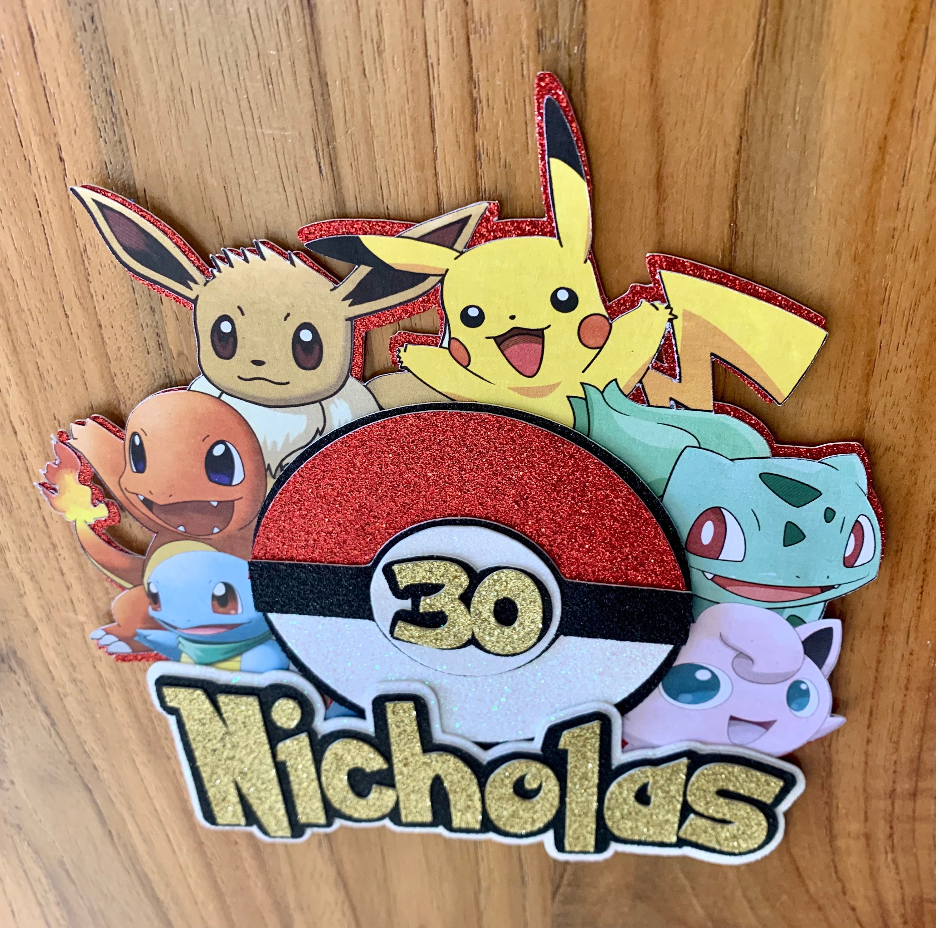 Pokemon Themed Personalised Birthday Cake Topper Pikachu | Etsy