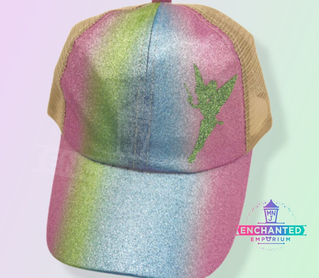 Tinkerbell Disney World Disneyland Inspired Glitter High Ponytail Messy ...