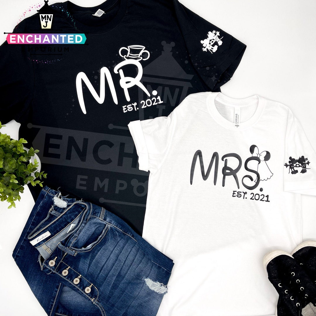 Disney Bride and Groom Shirts, Disney Mr. and Mrs. Newlywed Minnie and ...