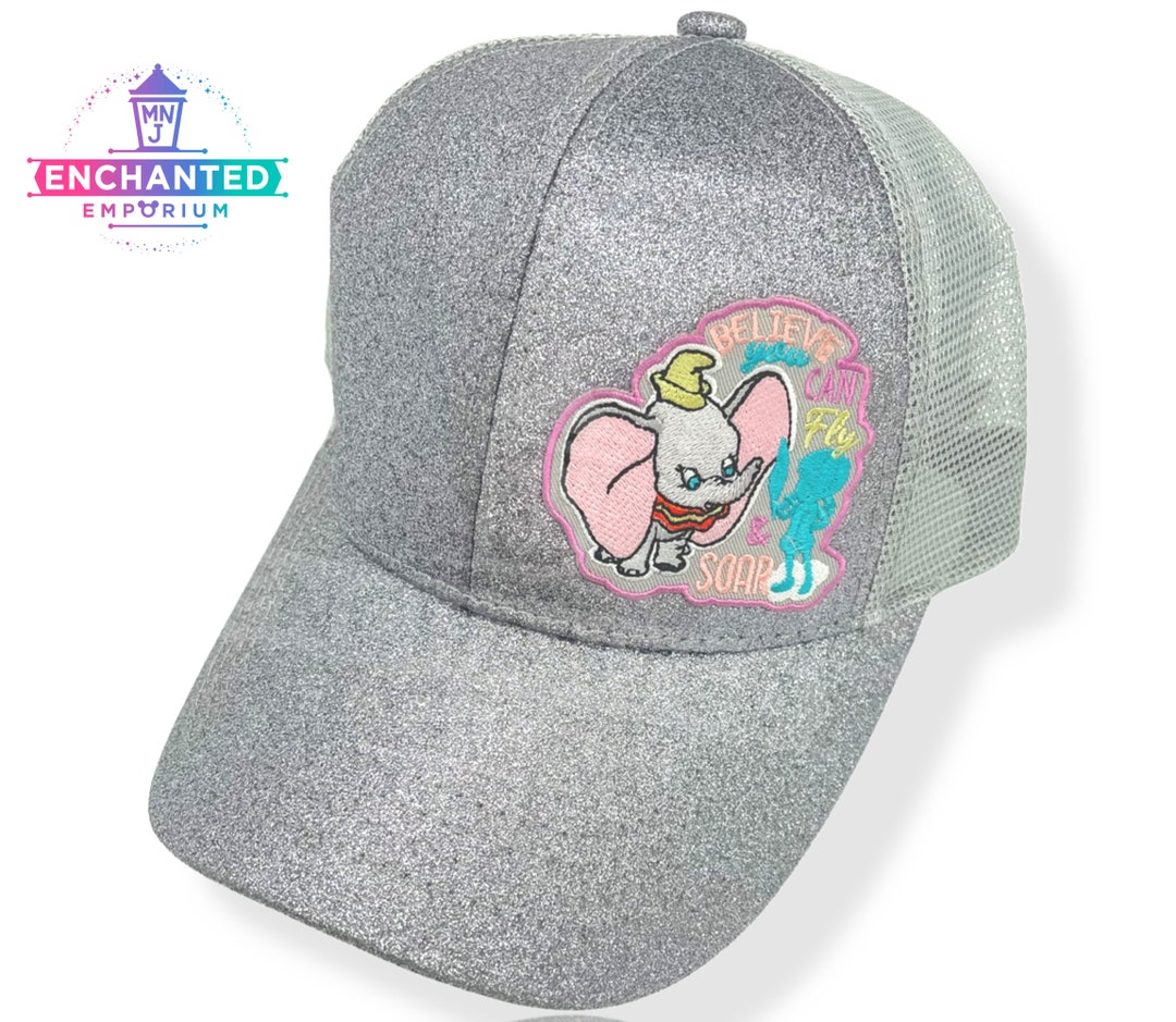 Dumbo Inspired Disney High Pony Glitter Hat, Believe You Can Fly and ...