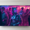 Cyberpunk Night City "whiskey Bar With City View" Canvas Neon Lights ...