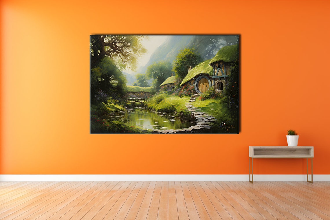 The Lord of the Rings Hobbits Shire Landscape Fan Art Oil Paint Design ...