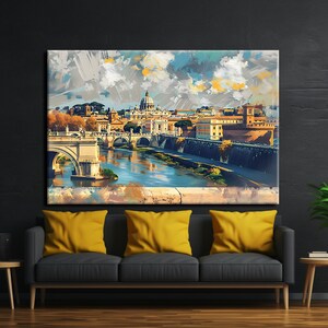 Rome Cityscape Canvas Print: Original Oil Painting Design, Home Decor ...