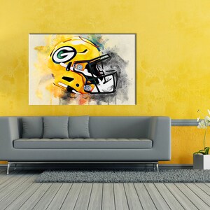 Green Bay Packers NFL Helmet Oil Paint Design Canvas Art Gift for Green ...