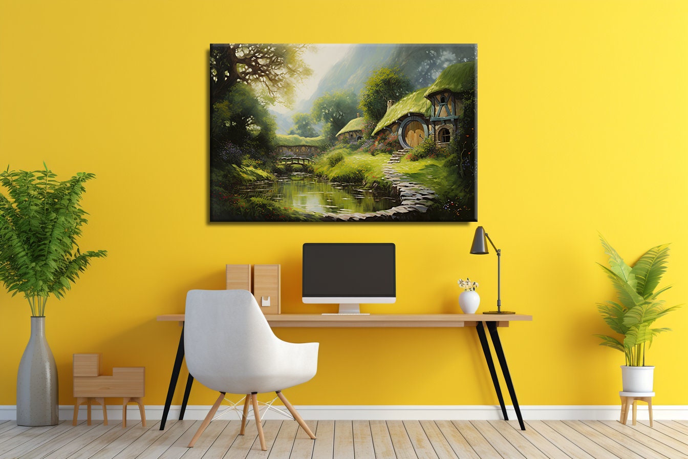 The Lord of the Rings Hobbits Shire Landscape Fan Art Oil Paint Design ...