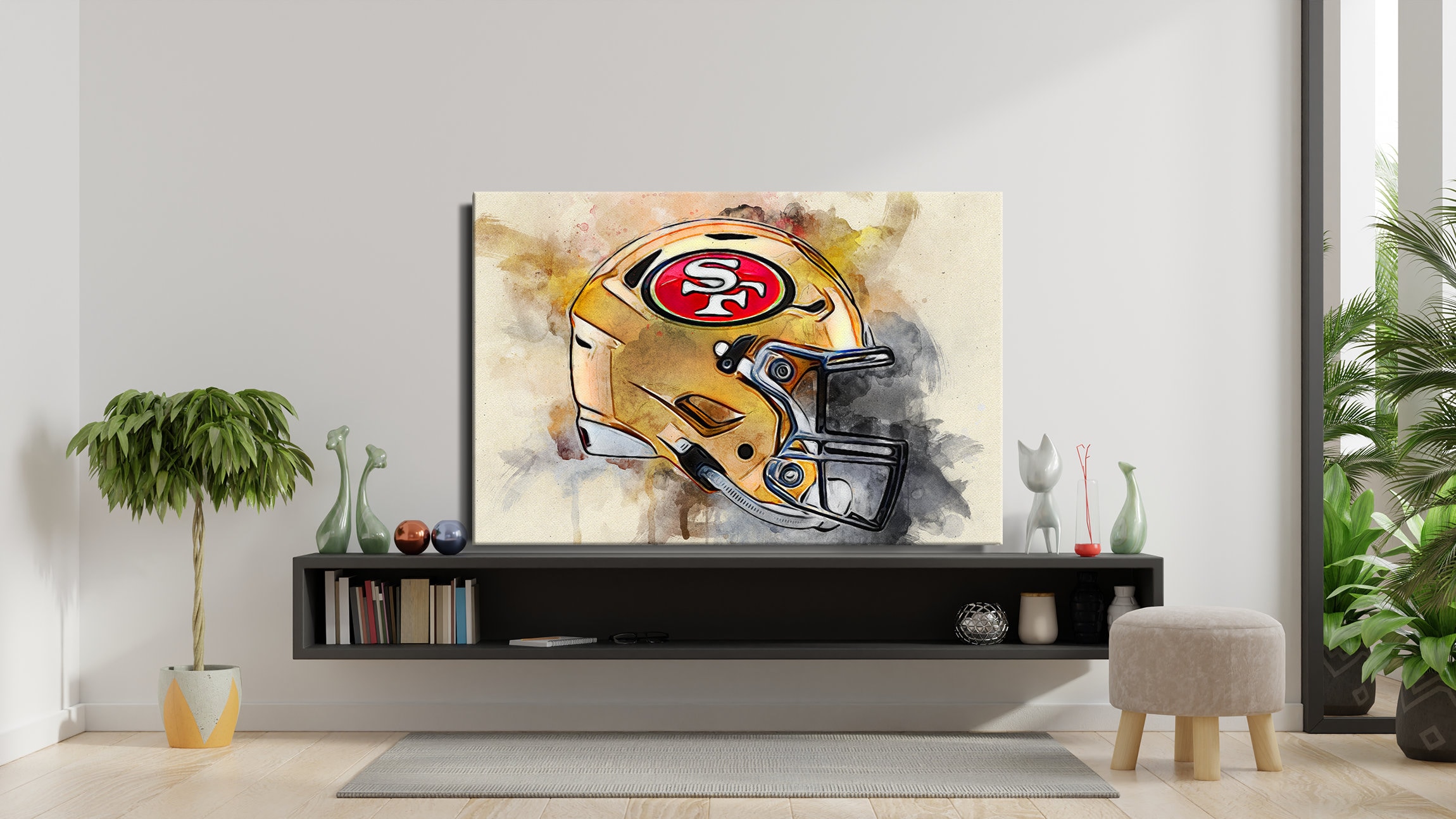 San Francisco 49ers NFL Helmet Oil Paint Design Canvas Art Gift for San ...