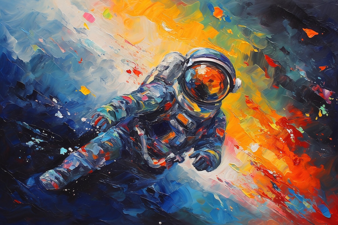 Astronaut, Space Oil Paint, Space Art, Fantasy Sci-fi Wall Decor Home ...
