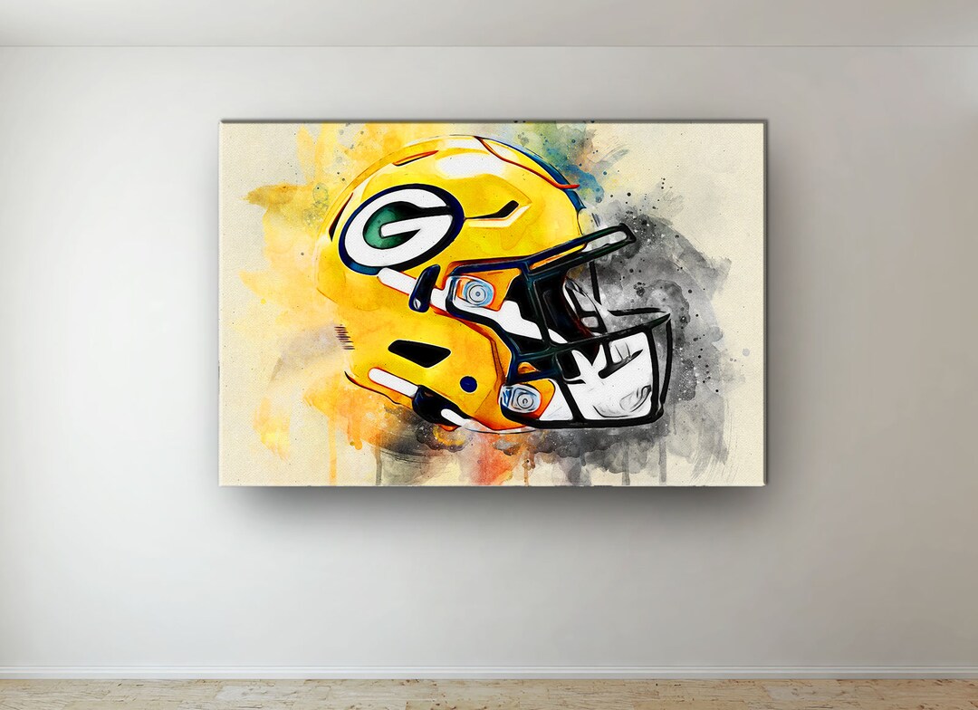Green Bay Packers NFL Helmet Oil Paint Design Canvas Art Gift for Green ...