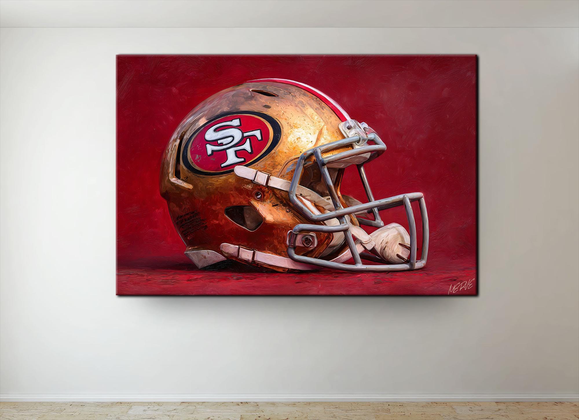49ers Helmet Oil Paint Canvas Art: NFL Football Fan Gift - Etsy