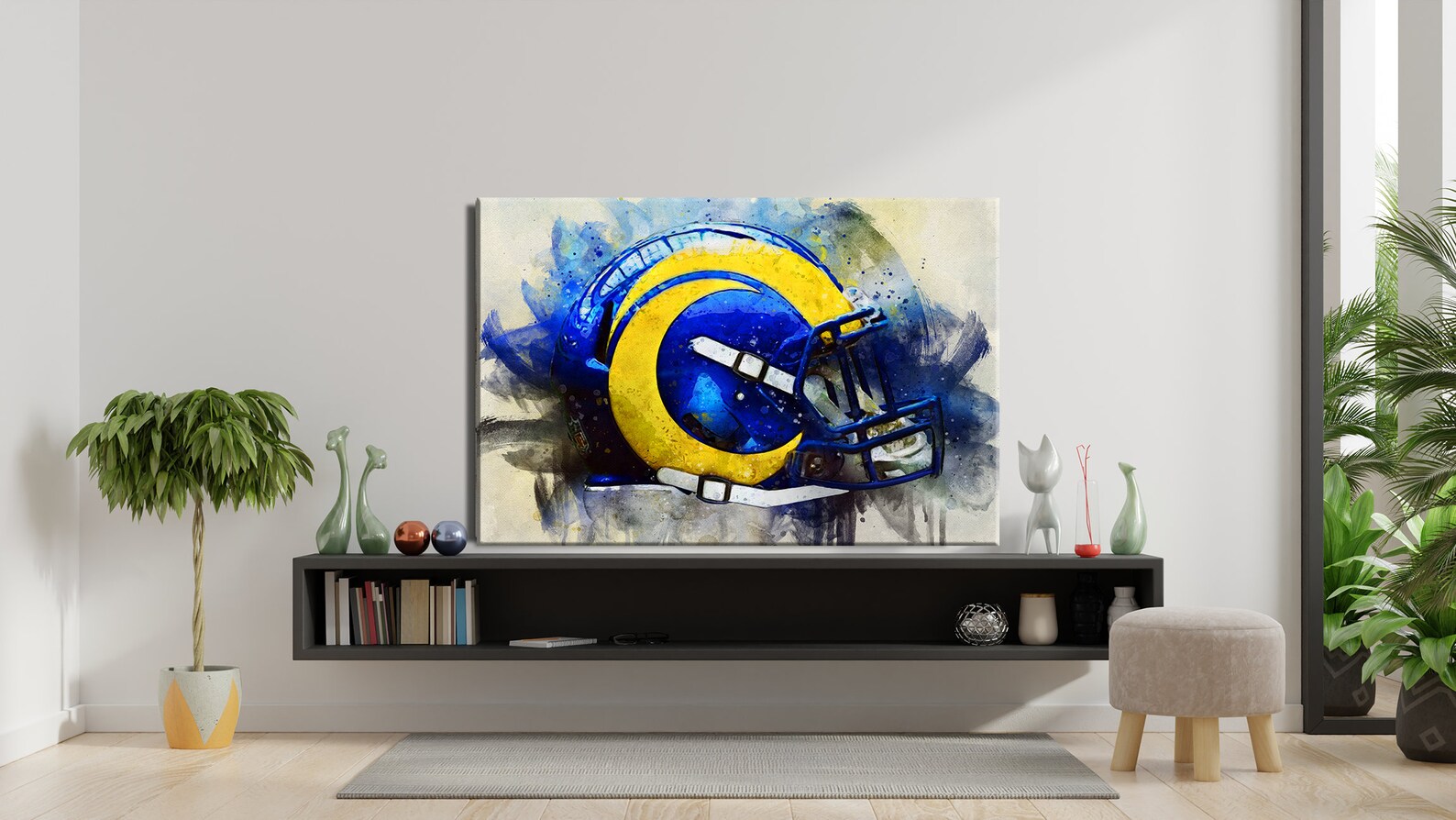 Los Angeles Rams NFL Helmet Oil Paint Design Canvas Art Gift | Etsy