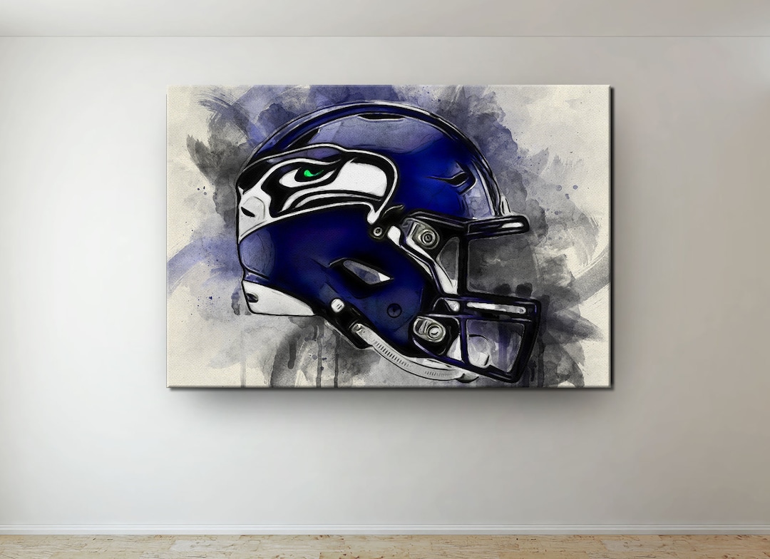 Seattle Seahawks NFL Helmet Oil Paint Design Canvas Art Gift for ...