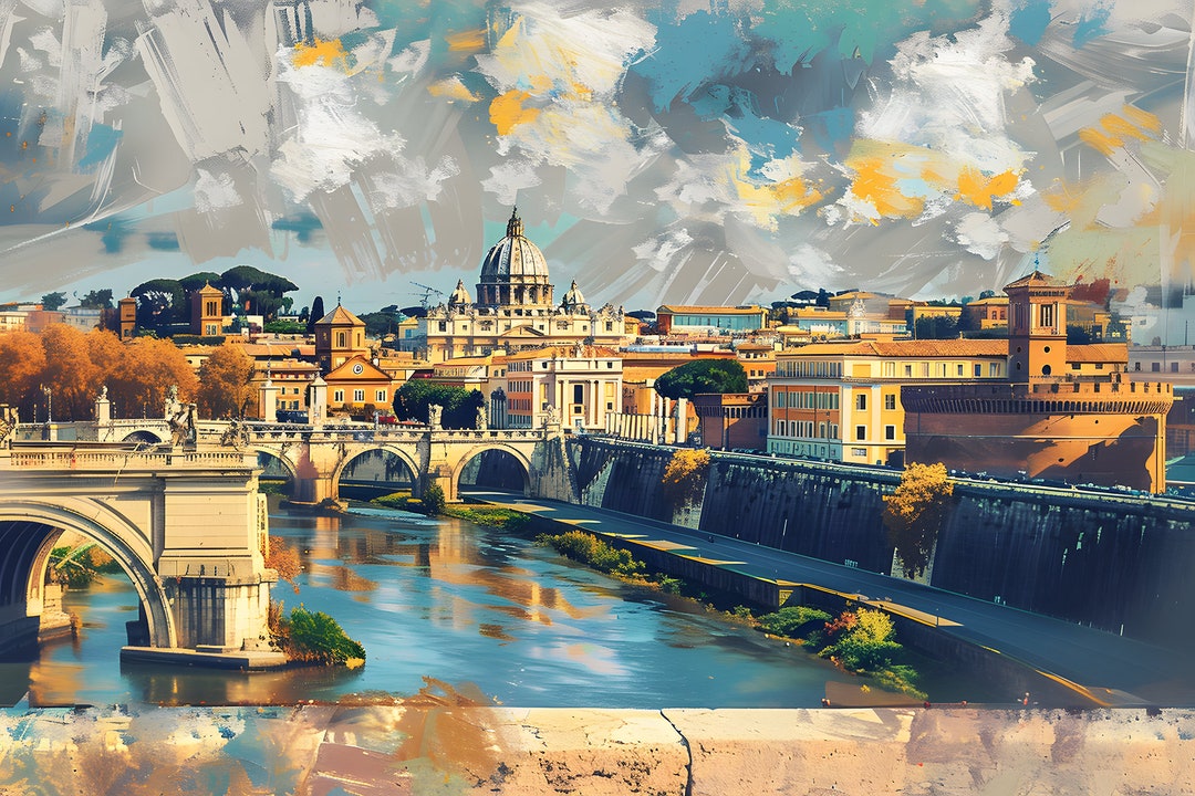 Rome Cityscape Canvas Print: Original Oil Painting Design, Home Decor ...