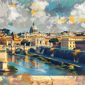 Rome Cityscape Canvas Print: Original Oil Painting Design, Home Decor ...