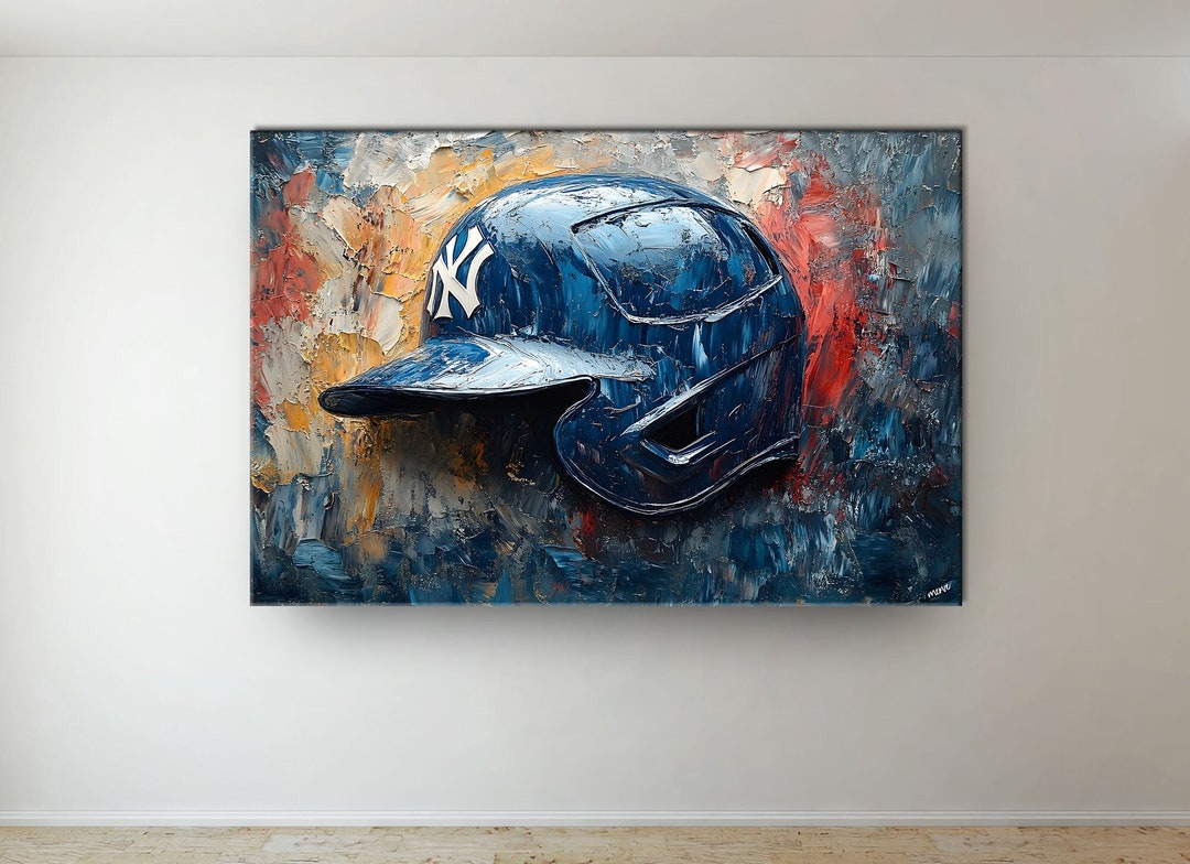 New York Yankees MBL Helmet Oil Paint Design Canvas Art Gift for New ...