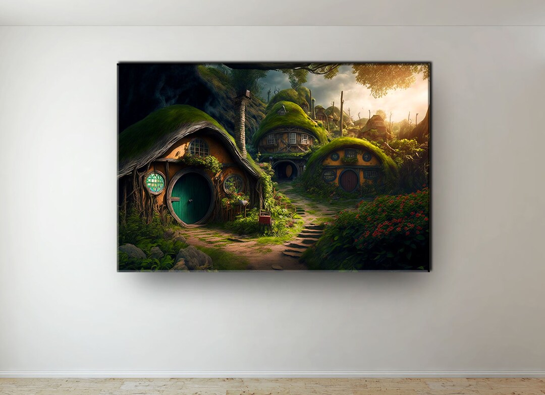 Lord of the Rings Hobbit Shire View Oil Painting Design Canvas Print ...