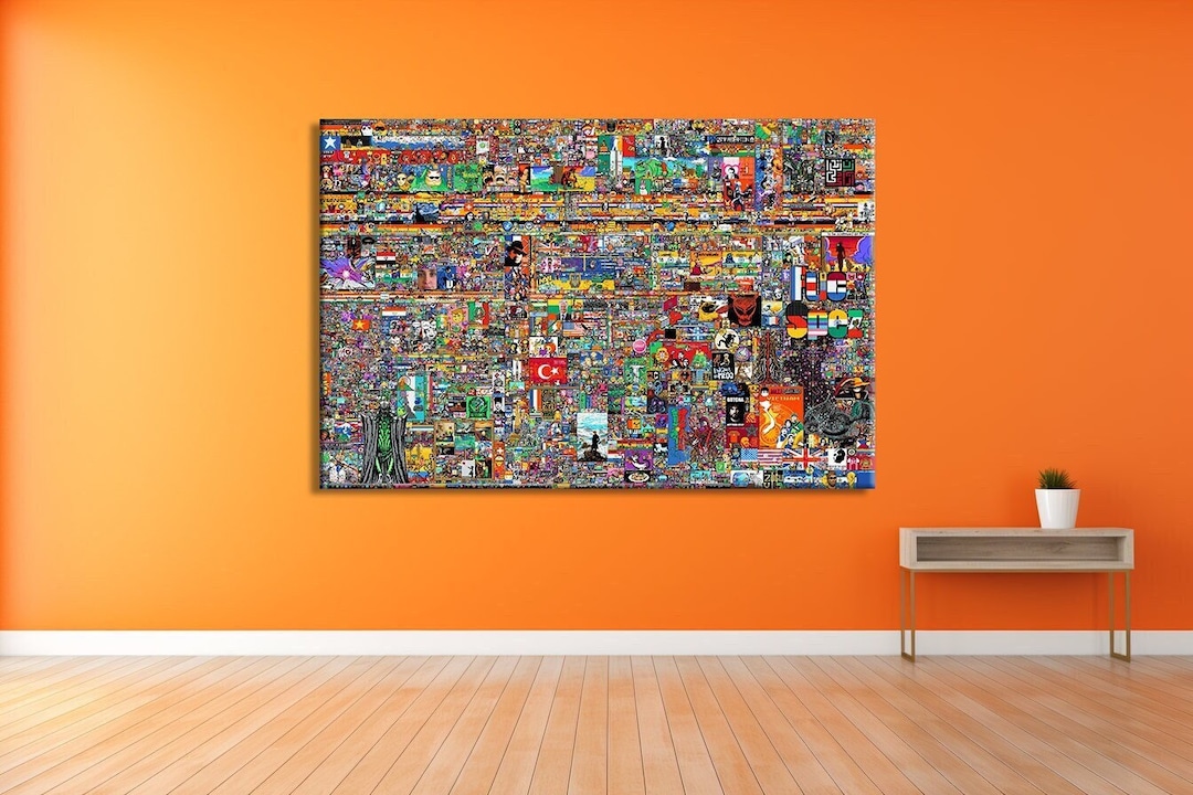 R/place Reddit Rplace 2023 Wall Art Canvas Print Poster Wall Decor Home ...