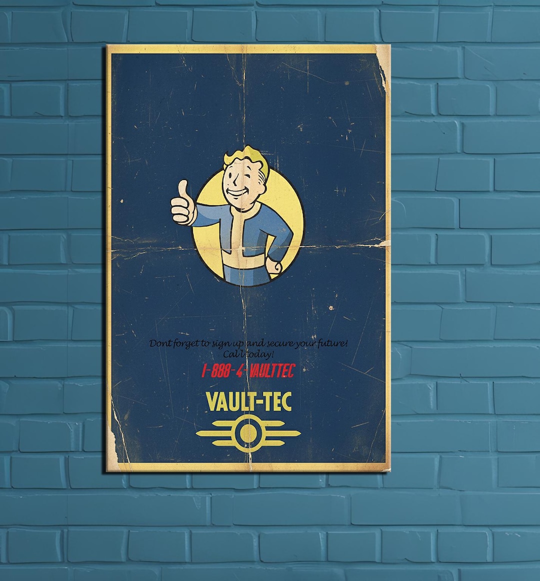 Fallout Worn-looking Vault Tec Advertising Poster Fan Art Canvas Print ...