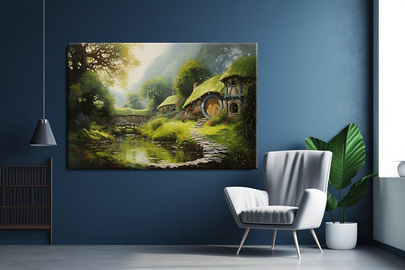 The Lord of the Rings Hobbits Shire Landscape Fan Art Oil Paint Design ...