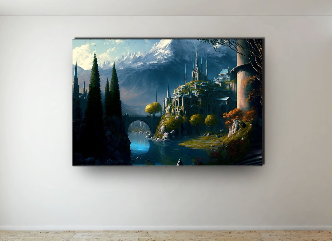 Lord of the Rings Gondolin View Oil Painting Design Canvas Print Fan ...