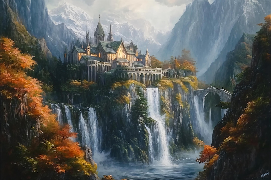 The Lord of the Rings "rivendell" Landscape Fan Art Oil Paint Design ...