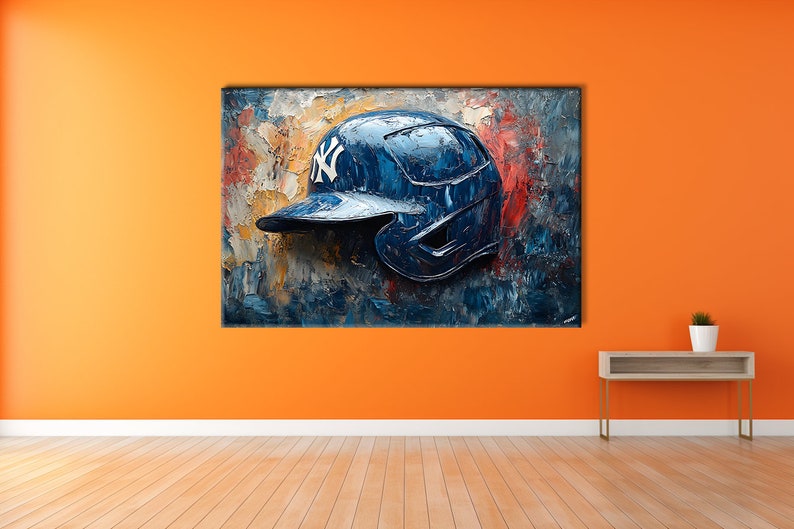 New York Yankees MBL Helmet Oil Paint Design Canvas Art Gift for New ...