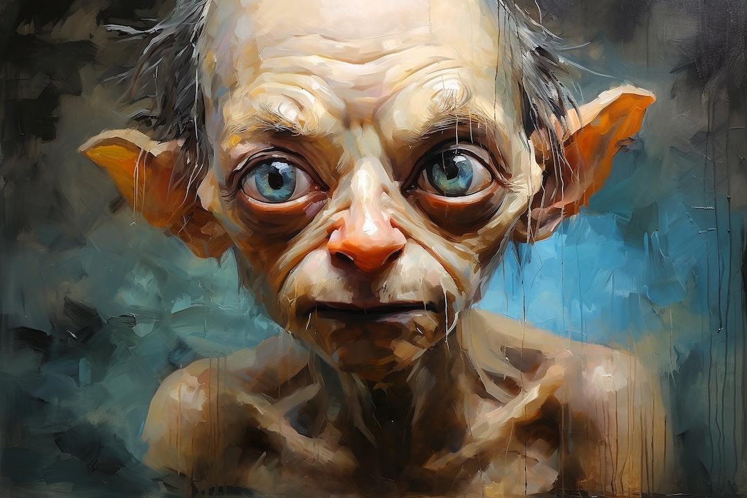 The Lord of the Rings Gollum Portrait Fan Art Oil Paint Design Canvas ...