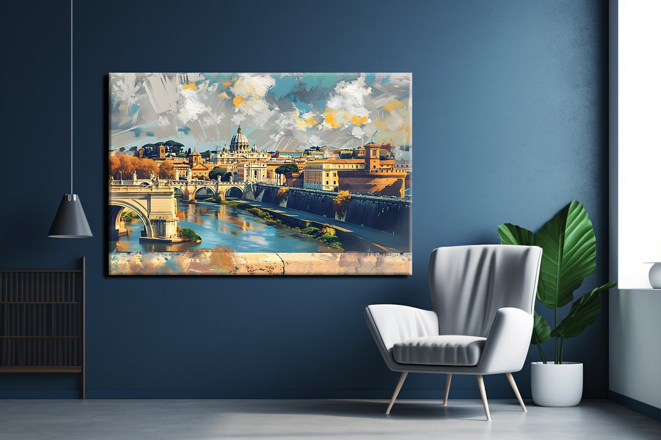Rome Cityscape Canvas Print: Original Oil Painting Design, Home Decor ...