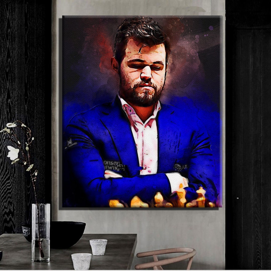 Magnus Carlsen Chess Master Canvas Print: Oil Paint Design Fan Art - Etsy