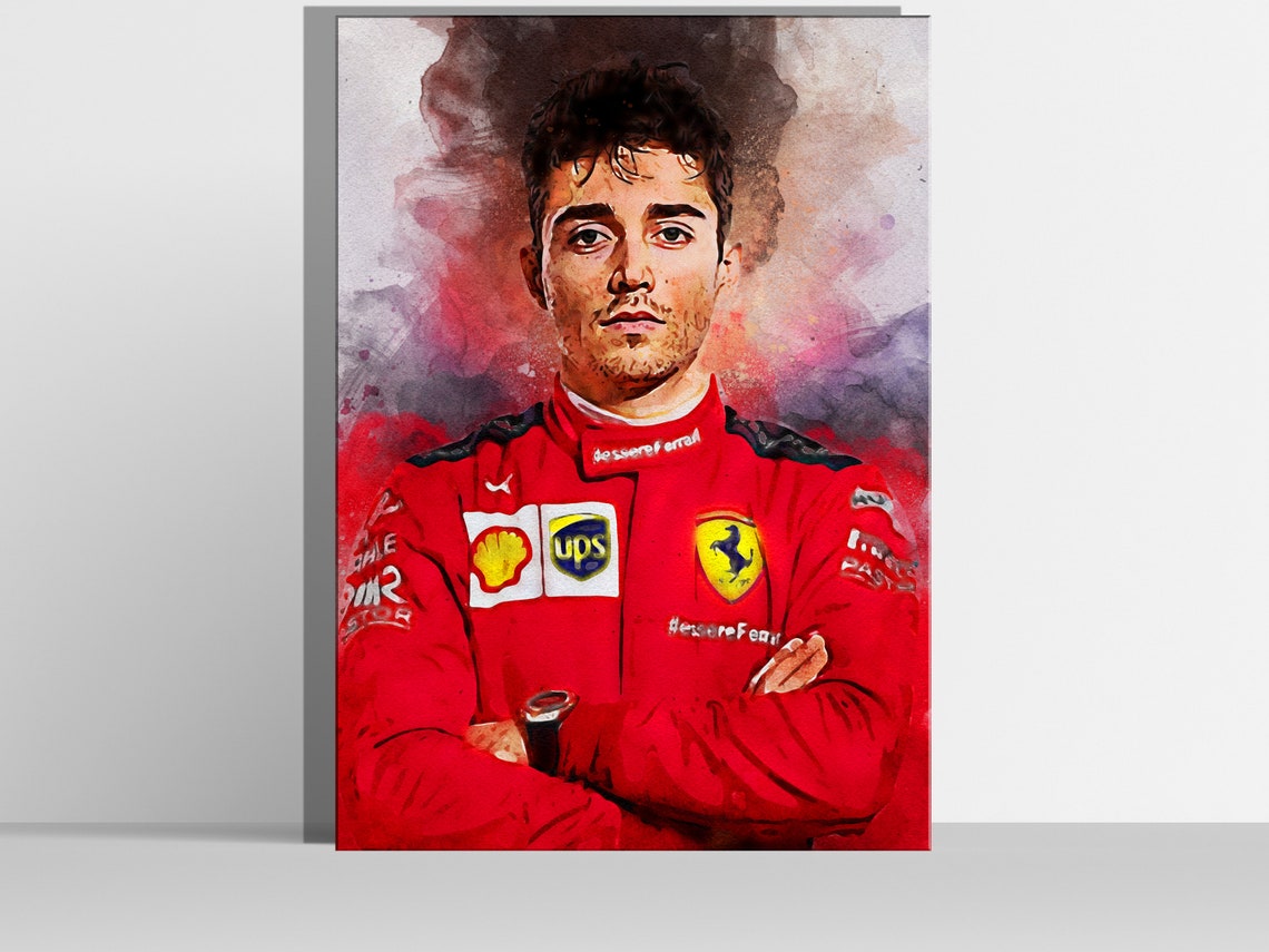 Charles Leclerc ferrari Portrait Oil Design Canvas Print | Etsy