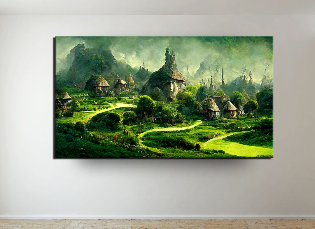Lord of the Rings 'LOTR' ''hobbit Village'' Oil Paint Design Canvas ...