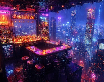 Cyberpunk Art Cyberpunk Wall Art Cyberpunk Night City the Bar in the ...